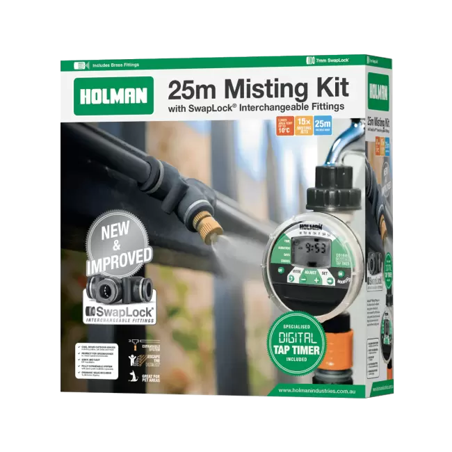 Holman 25m Misting Kit W/SwapLock Fittings & Tap Timer MK31025