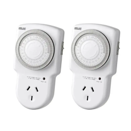 Arlec 24 Hour Analogue Timer Surge Protected 2 Pack PC729