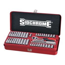 Sidchrome 43Pc 1/4'' Drive Socket Set Metric/AF SCMT12130