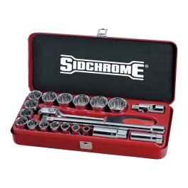 Sidchrome Socket Set 1/2" Dr Imperial SAE 21 Piece SCMT14412