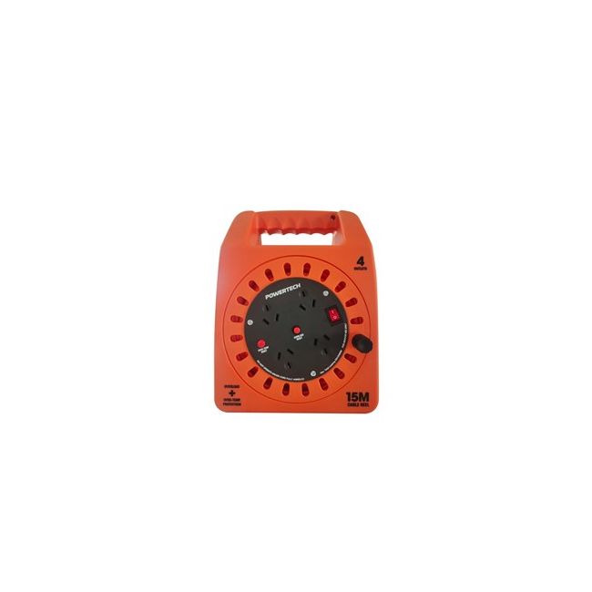 Powertech 4-Way Powerboard Hub with 15m Extension Lead on a Reel MS412